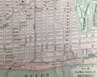 Vintage detroit map | Etsy