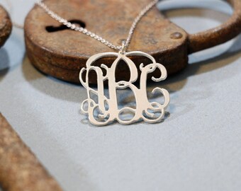 Initial necklace Monogram letter disc Hand stamp coin