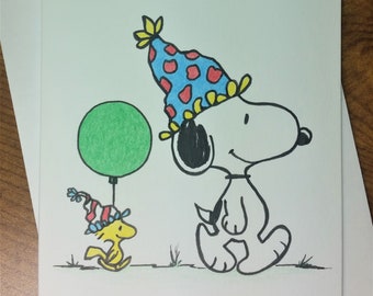 Snoopy birthday card | Etsy