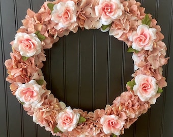 Pink floral wreath | Etsy