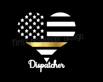 Dispatcher decal Thin gold line decal 911 dispatch decal