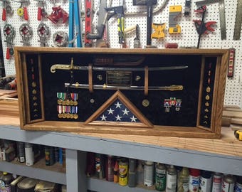 Single Sword or Saber Display wall mount INCLUDES Military