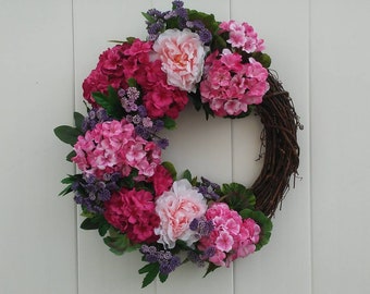 Pink floral wreath | Etsy