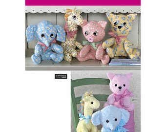 Simplicity Sewing Pattern 2613 Elephant Giraffe Pig Cat Doll