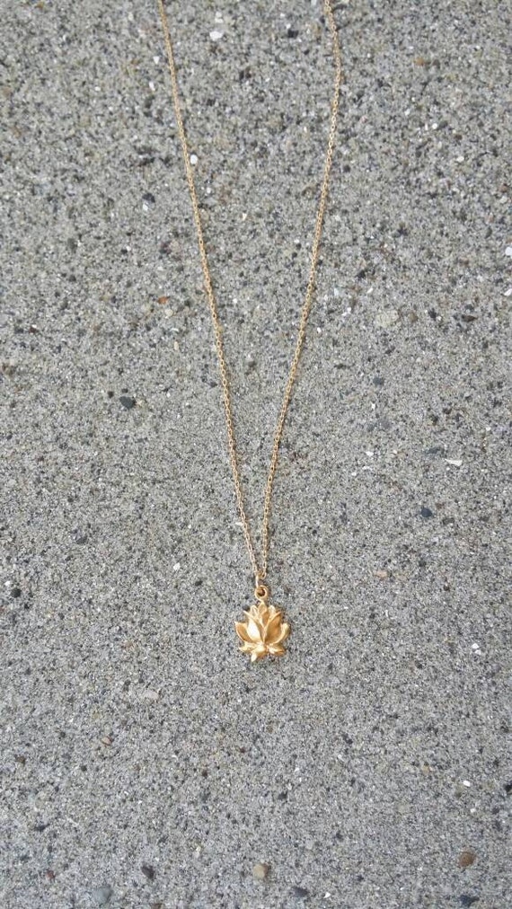 Gold Lotus Necklace Lotus Flower Gold Necklace Flower