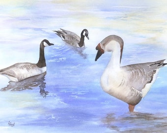 Geese painting | Etsy