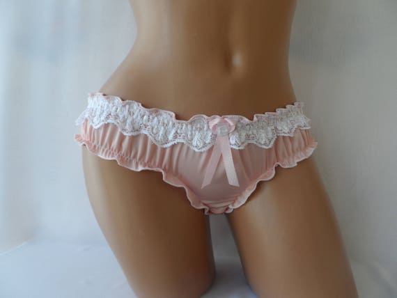 Pink Silk Ruffled Panties Handmade