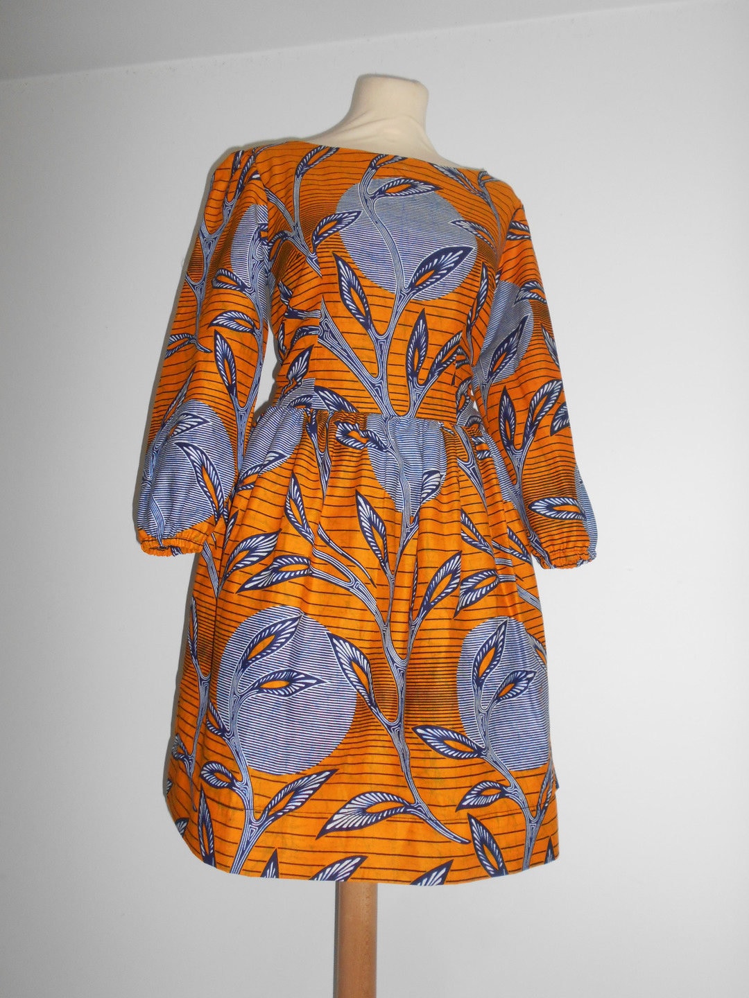 Robe manches longues T 40/42 en wax pagne africain
