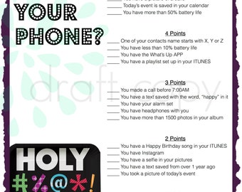 30th Birthday Party Game Whats in your phone