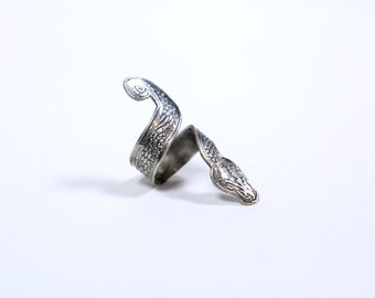 The Serpent Ring // adjustable statement snake ring in silver