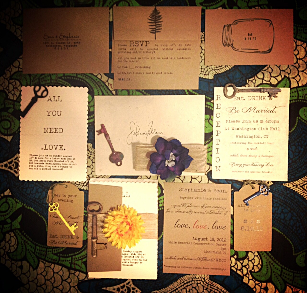 RUSTIC VINTAGE Whimsical DIY Wedding Invitation Suite