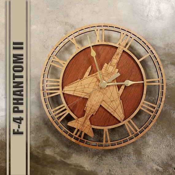 F-4 Phantom II Wooden Wall Clock Navy Air Force Marine