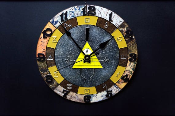 Wall hanging Bill Cipher big clocks / Gift for her / Gravity