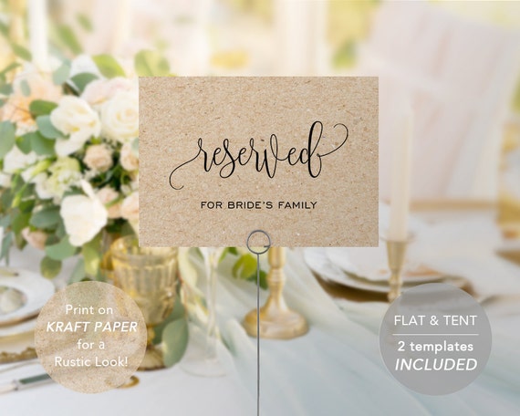 Reserved Sign Printables Editable PDF Template Instant