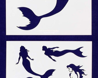 Mermaid stencil | Etsy