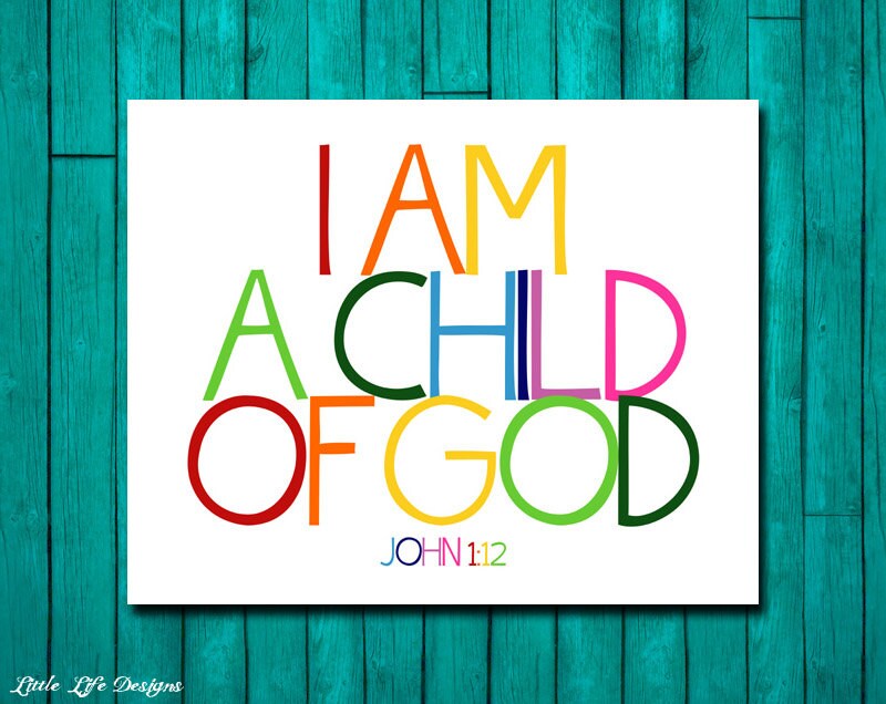 Christian Wall Art. Children's Room Decor. I am a child of
