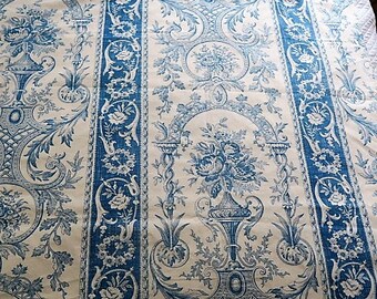 Blue toile fabric | Etsy
