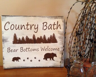 Rustic bathroom sign | Etsy