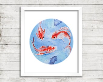 Koi fish art | Etsy