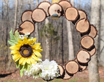 Wood flower wreath | Etsy