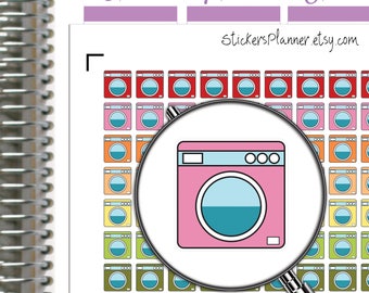 Wash Machine Printable Planner Stickers Watercolor Laundry