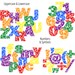 Digital Alphabet Letters Clipart Set-Rainbow Pixels-Pixel