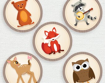 Woodland Party printable decor kit fox baby deer raccoon bear