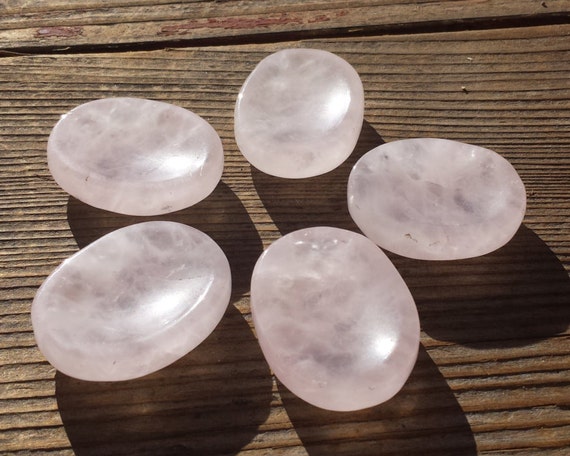 ROSE QUARTZ Worry Stone Natural Stone Hand Carved Gemstone