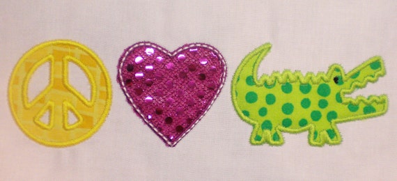Peace Love and Gators Embroidery Design Applique