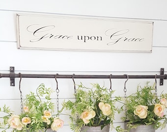 Grace upon grace grace wood sign wood scripture sign John