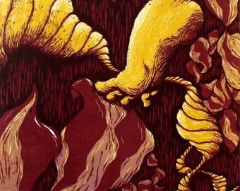 Reduction woodcut | Etsy