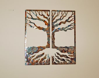 Metal tree wall art | Etsy