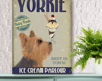 PRINT Yorkie Yorkshire Terrier Dog Puppy Art Oil Painting Home