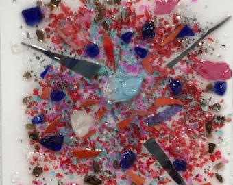 Crushed glass art | Etsy