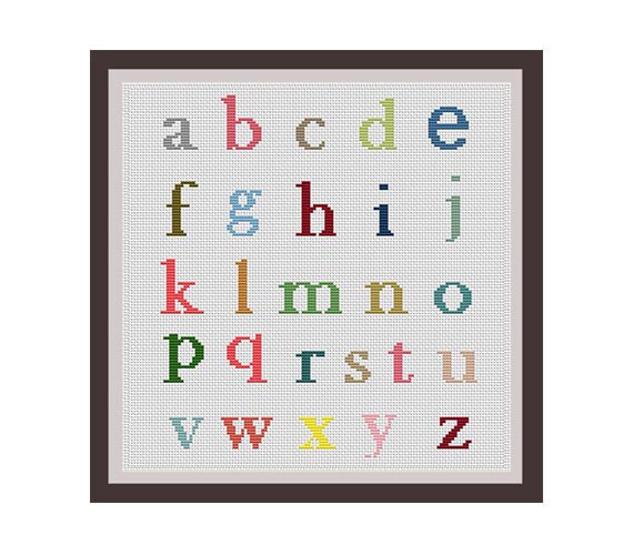 Lower Case Alphabet Counted Cross Stitch Pattern. PDF Instant