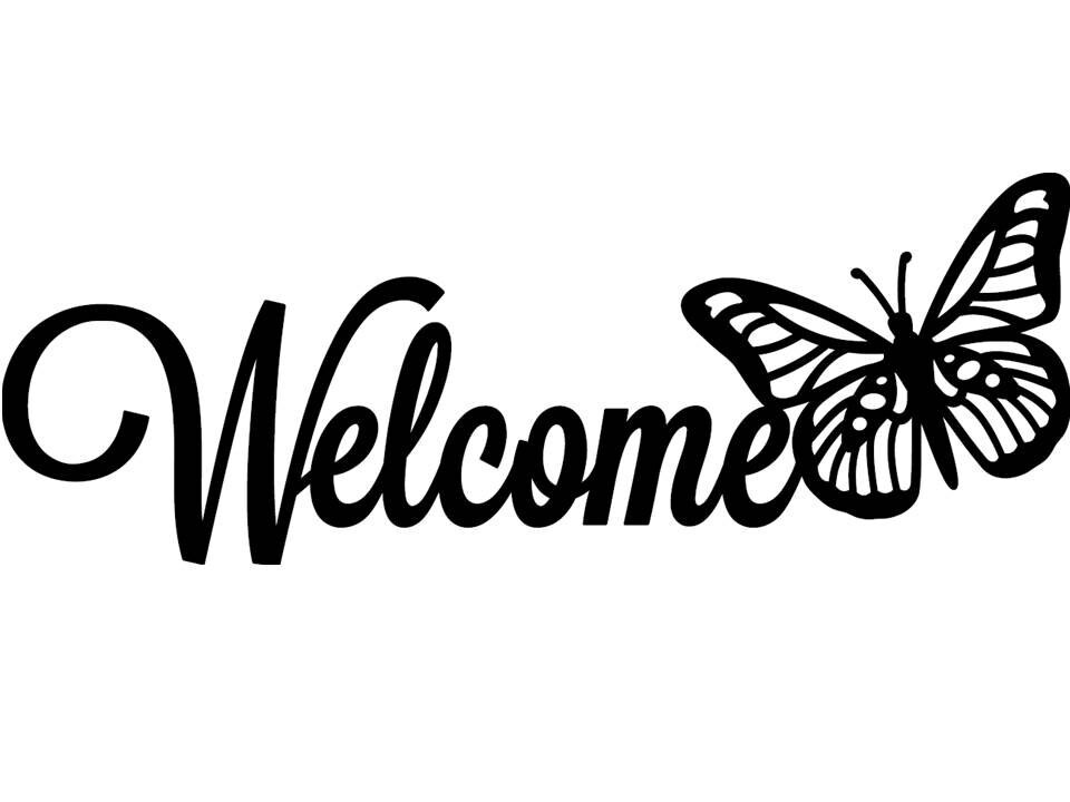 Welcome butterfly Metal Sign Custom metal name sign
