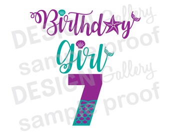 Mermaid birthday svg | Etsy