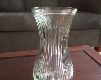 Large and heavy glass vase marked Hoosier Glass. Excellent