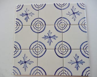 French blue tile | Etsy