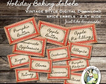Vintage Kitchen Baking Labels Prim Primitive Digital Download