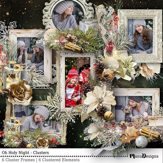 Digital Scrapbook Clusters Christmas Clusters Frames Digital