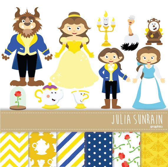 Beauty and the Beast Clipart Vector & Digital Scrapbooking