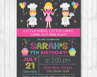 Chef Birthday Invitation PRINTABLE Girl/Boy Cooking Party