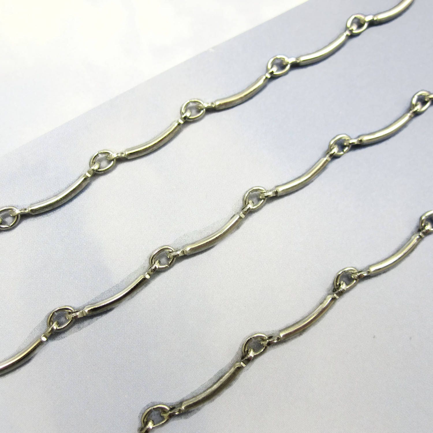 Silver Chain Large Curved Bar Chain Large Plated Brass