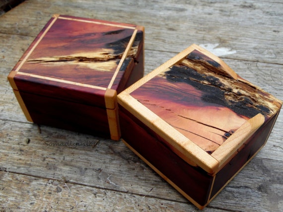 Set of Two Live Edge Manzanita Wooden Boxes
