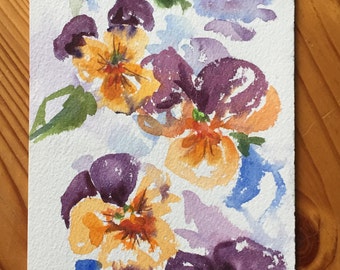 Watercolor pansies | Etsy