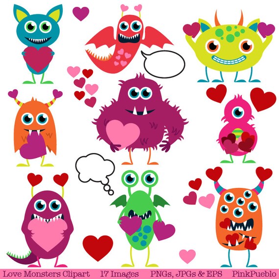 Valentine Monsters Clipart Clip Art Love Monsters Clipart