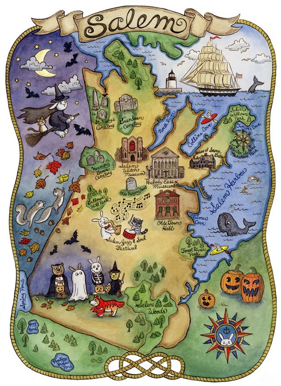 Map of Salem Massachusetts Art Print 11 x 14