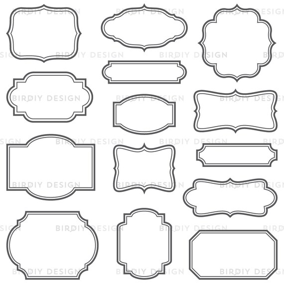 Vintage Frames Clip Art Set Frames with Solid Lines Vector