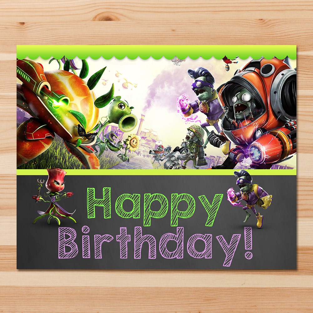 Plants Vs Zombies Garden Warfare Happy Birthday Sign Green